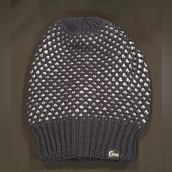 ZYIA | Accessories | Zyia Active New Navy Knitted Slouch Beanie | Poshmark